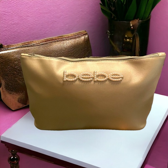 bebe | Bags | Nwot Bebe Pearl Logo Xl Cosmetic Bag | Poshmark